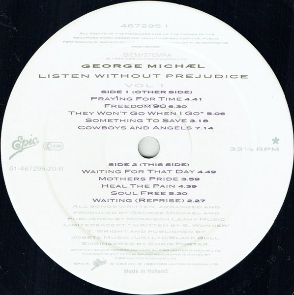 George Michael – Listen Without Prejudice Vol. 1 | ROCKVINILOS - Tienda ...