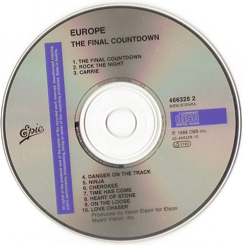 Europe – The Final Countdown (CD) | ROCKVINILOS - Tienda de Vinilos y CDs